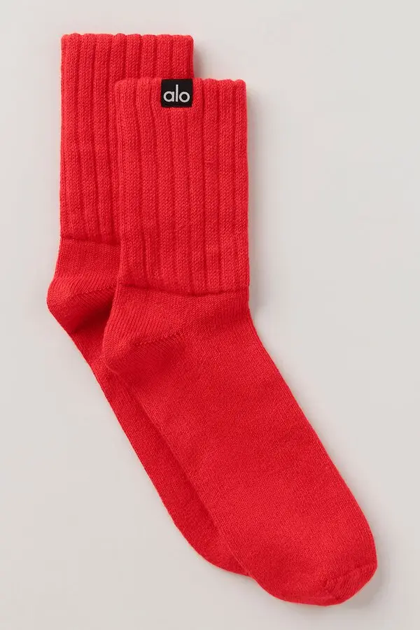 Alo Yoga Half-crew Scrunch Socks - Bright Red