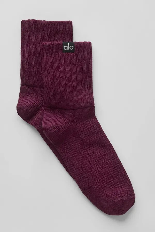 Alo Yoga Half-crew Scrunch Socks - Burgundy