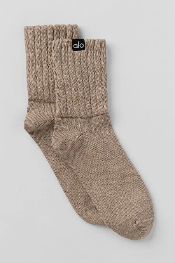 Alo Yoga Half-crew Scrunch Socks - Gravel