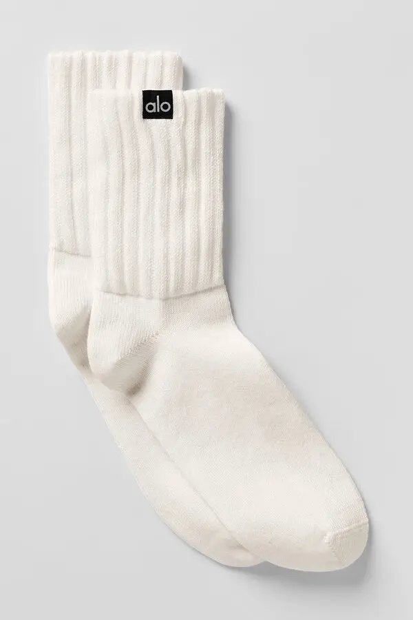 Alo Yoga Half-crew Scrunch Socks - Ivory