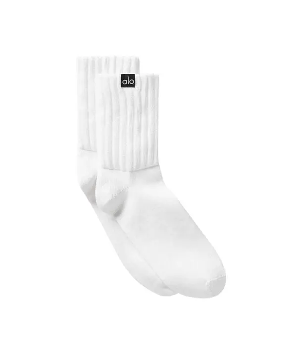 Alo Yoga Half-crew Scrunch Socks - White