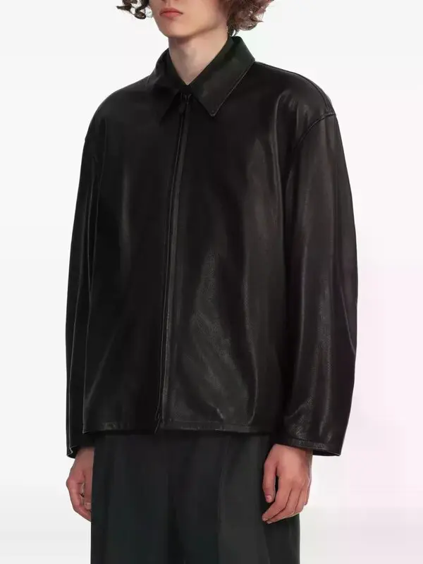 Fear Of God Rider Zip-Front Leather Jacket In Black - 19% Off