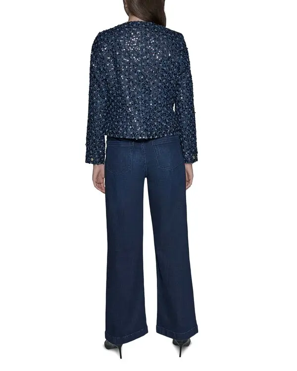 Karl Lagerfeld Paris Collarless Sequin Jacket