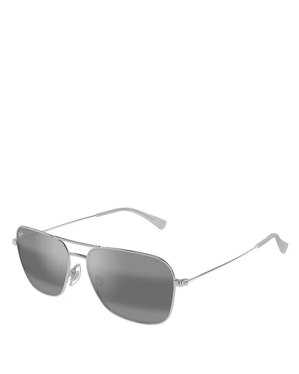 Maui Jim Na'auao 58mm Aviator Sunglasses - Silver