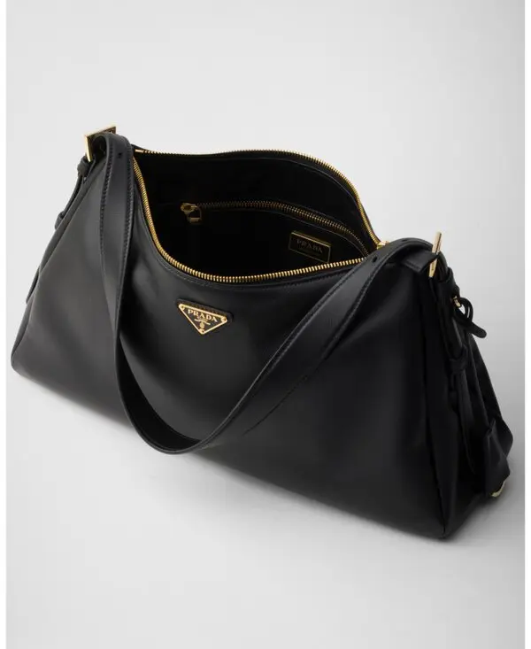 Prada Aimee Large Leather Shoulder Bag - Black