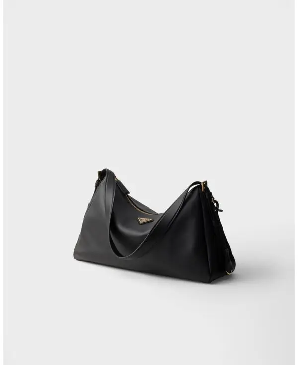Prada Aimee Large Leather Shoulder Bag - Black