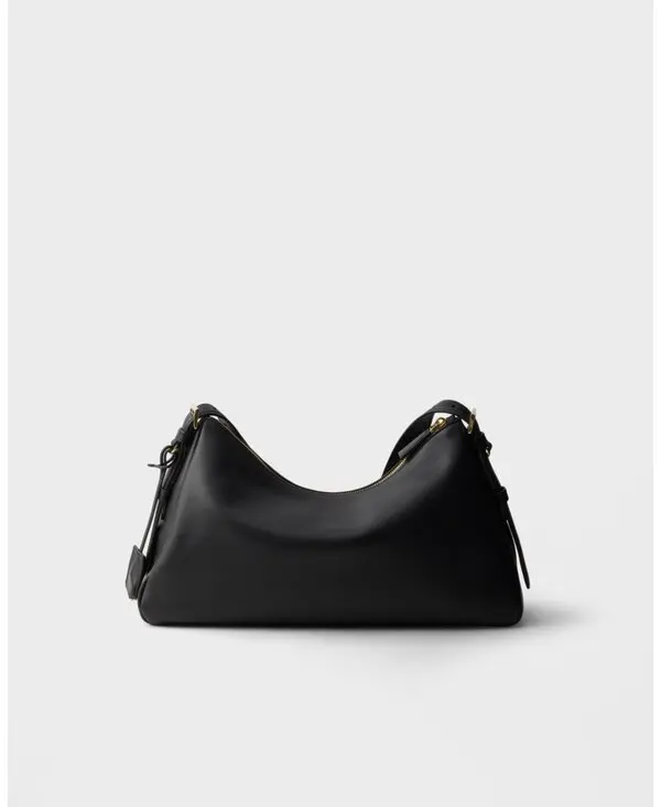 Prada Aimee Large Leather Shoulder Bag - Black