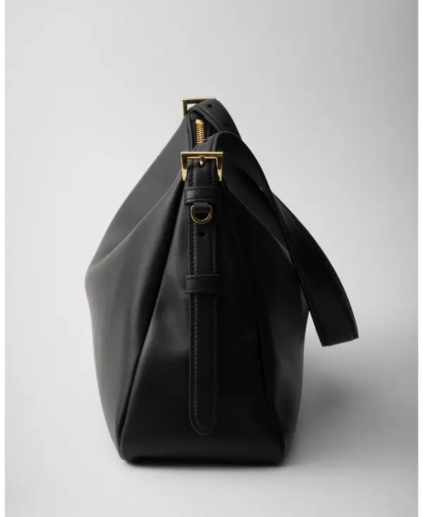 Prada Aimee Large Leather Shoulder Bag - Black