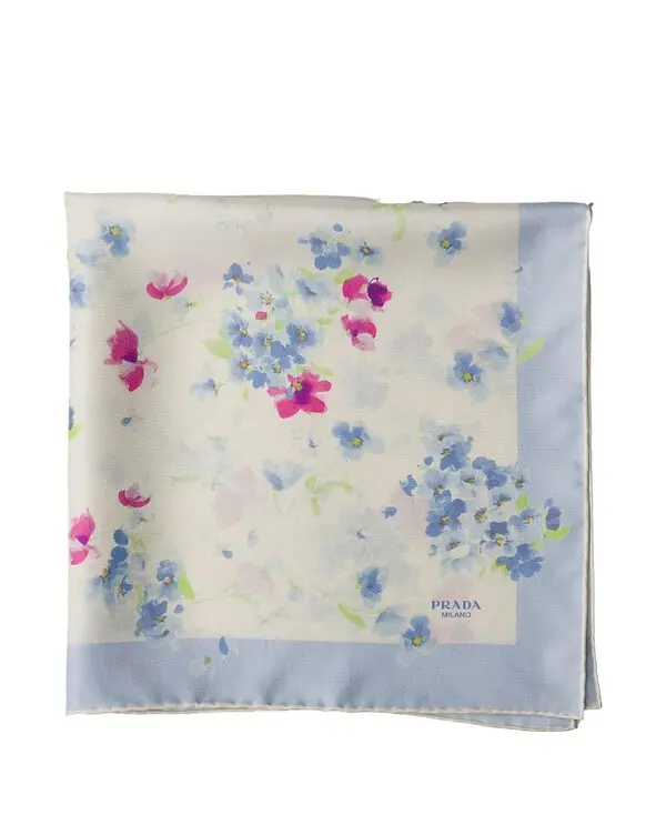 Prada Printed Silk Twill Scarf - Pink