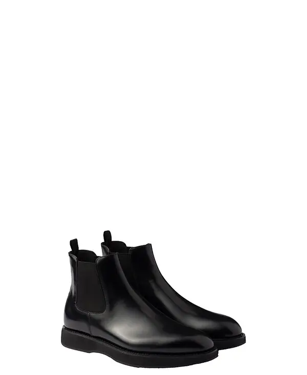 Prada Brushed Leather Chelsea Boots