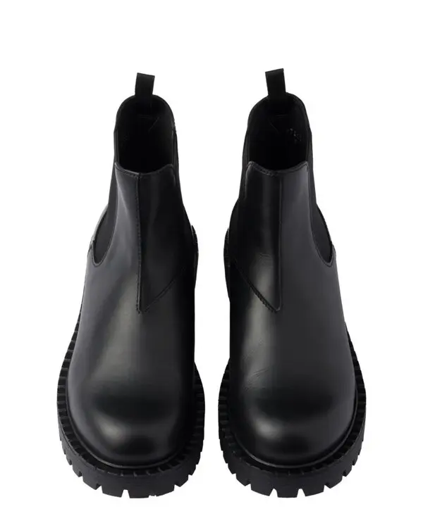 Prada Leather Chelsea Boots - Black
