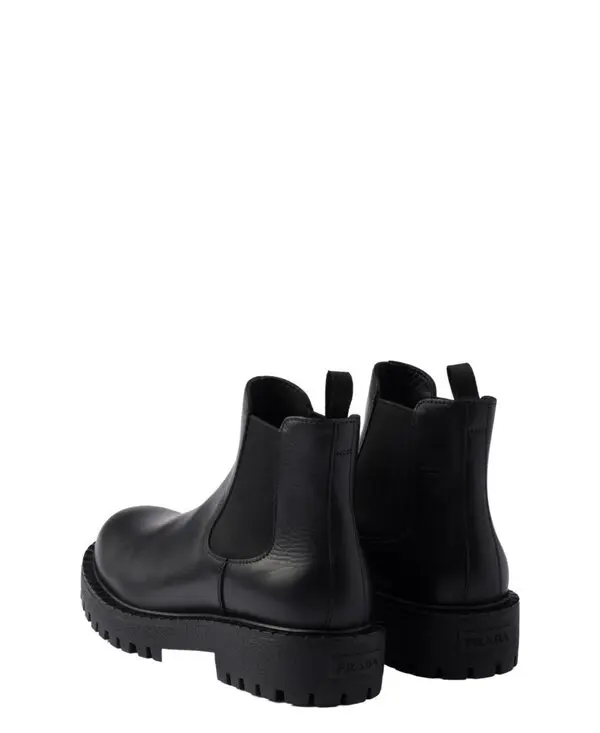 Prada Leather Chelsea Boots - Black