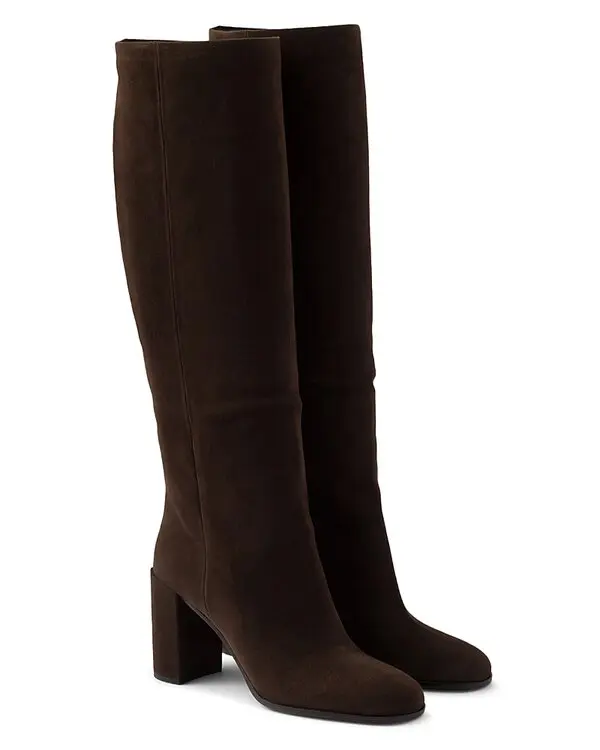 Prada Heeled Suede Boots - Brown