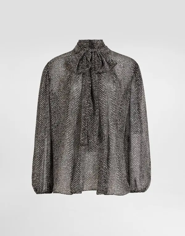 Dolce & Gabbana Chevron-print Silk Chiffon Shirt - Multicolor