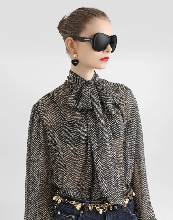 Dolce & Gabbana Chevron-print Silk Chiffon Shirt - Multicolor