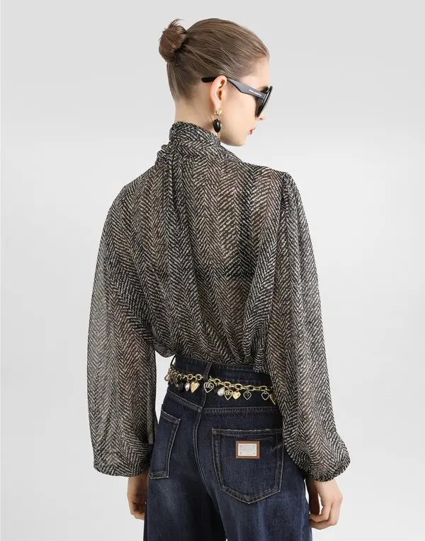Dolce & Gabbana Chevron-print Silk Chiffon Shirt - Multicolor