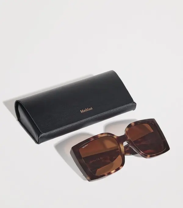 Max Mara Acetate Tortoiseshell Square Sunglasses In Brown  display picture 2