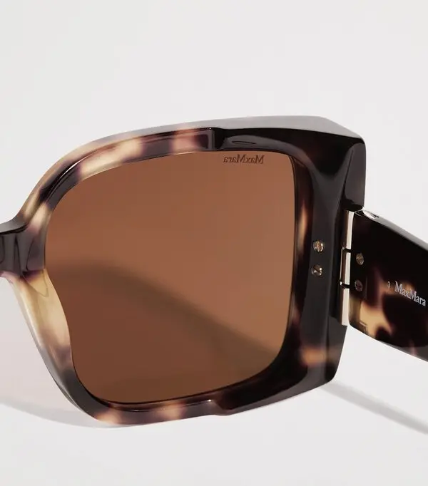 Max Mara Acetate Tortoiseshell Square Sunglasses In Brown  display picture 1