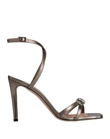 Pinko Metallic Leather Slingback Sandals With Crystal Embellishments - Bronze