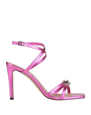 Pinko Sandals In Leather With Crystals - Fuchsia