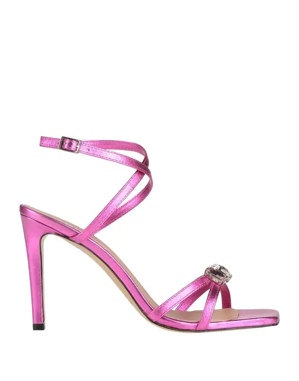 Pinko Sandals In Leather With Crystals - Pink