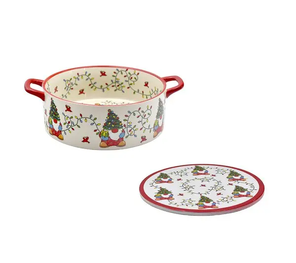 TEMP-TATIONS As Is Seasonal 2.75-qt Shallow Dish W/ Trivet - One-color