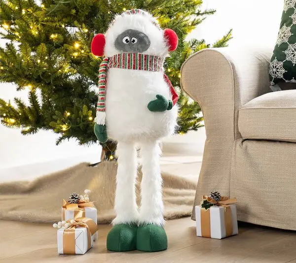 GLITZHOME Christmas Fabric Yeti With Telescopin G Legs - One-color