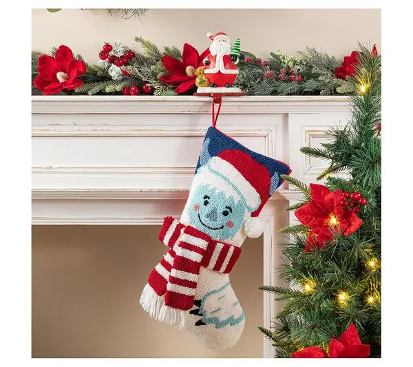 GLITZHOME 21'l Hooked Yeti Christmas Stocking
