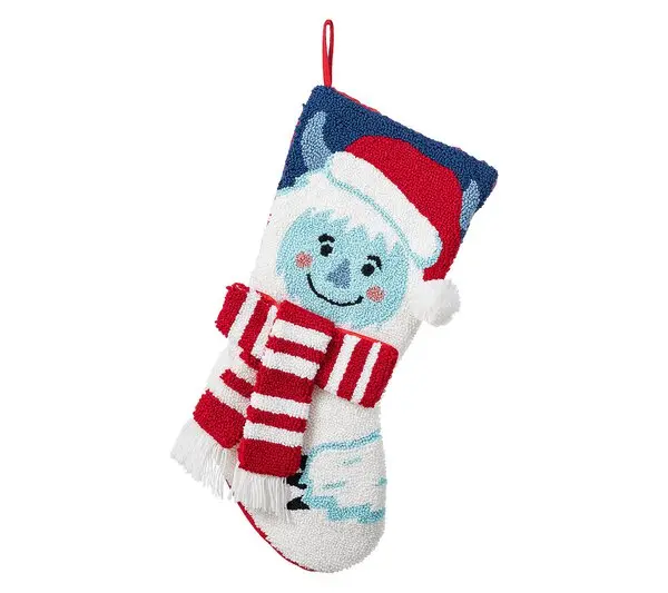 GLITZHOME 21'l Hooked Yeti Christmas Stocking