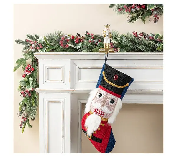 GLITZHOME 21l Hooked Nutcracker Christmas Stocking