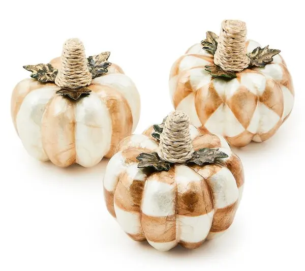 MACKENZIE-CHILDS Mocha Capiz Pumpkins, Set Of 3 - One-color