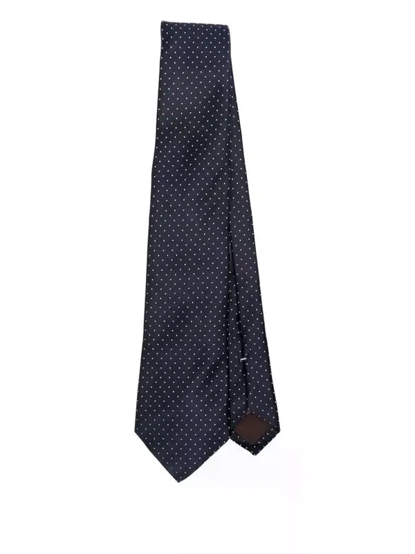 Canali Polka-dot Silk Neck Tie - Blue