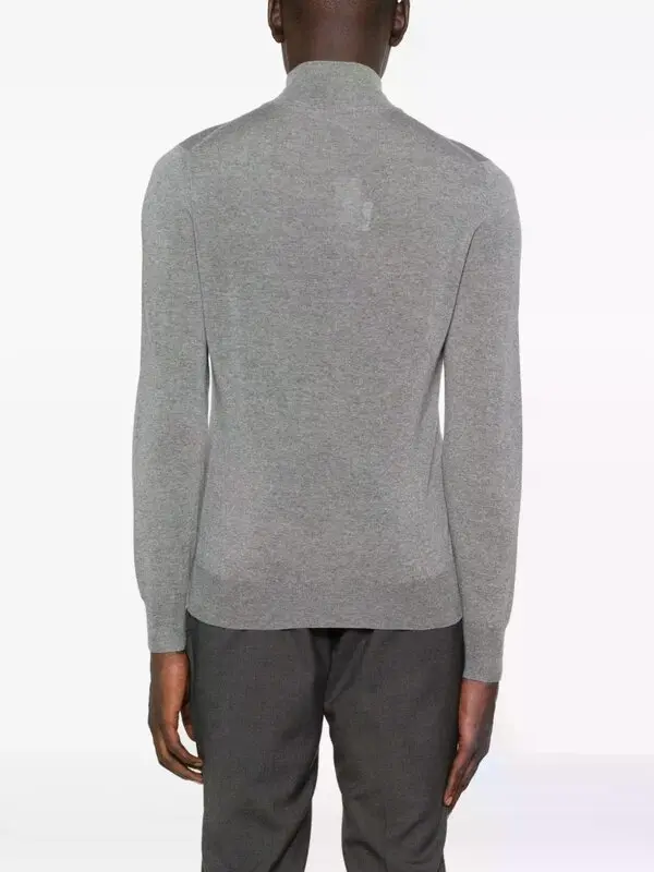 Canali Zip-neck Wool Sweater - Grey