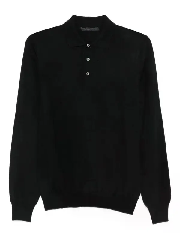 Tagliatore Long-sleeve Polo Shirt - Black