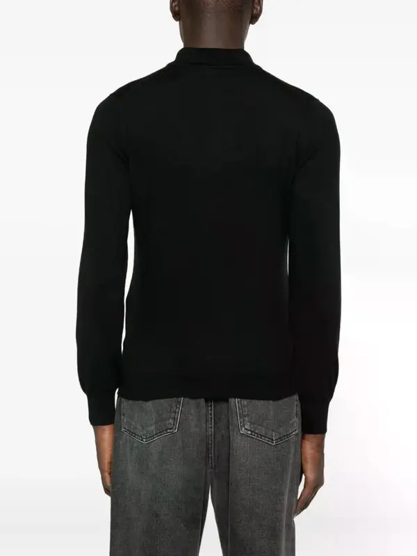 Tagliatore Long-sleeve Polo Shirt - Black