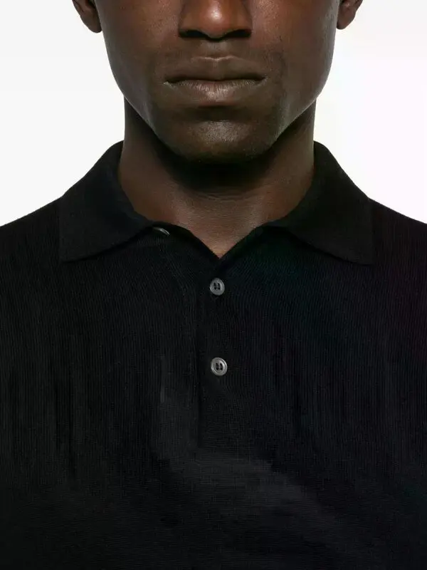 Tagliatore Long-sleeve Polo Shirt - Black