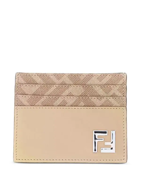 Fendi Squared Logo-plaque Leather Cardholder - Neutrals