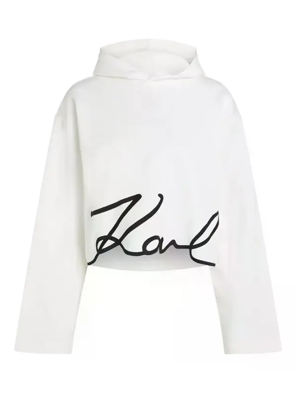Karl Lagerfeld Signature-hem Hoodie - White