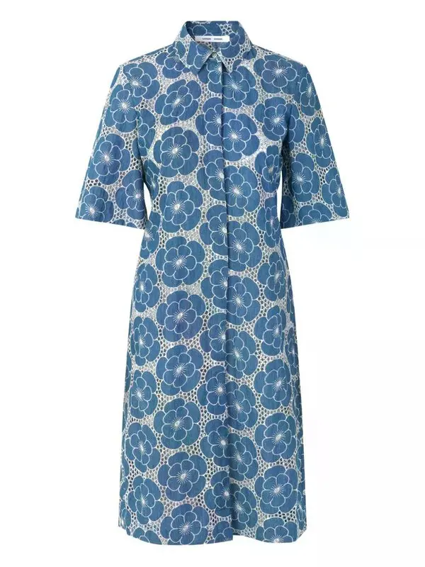 SAMSOE SAMSOE Floral-print Collared Midi Dress