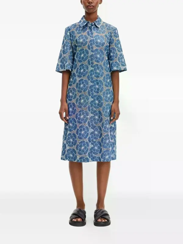 SAMSOE SAMSOE Floral-print Collared Midi Dress