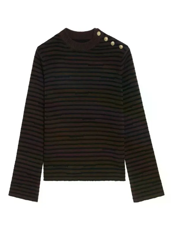 Zadig&Voltaire Striped Sweater With Gold Buttons - Brown
