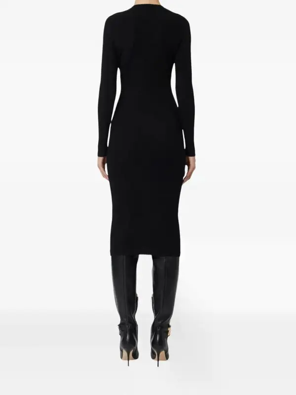 Elisabetta Franchi Ribbed Button-fastening Midi Dress - Black
