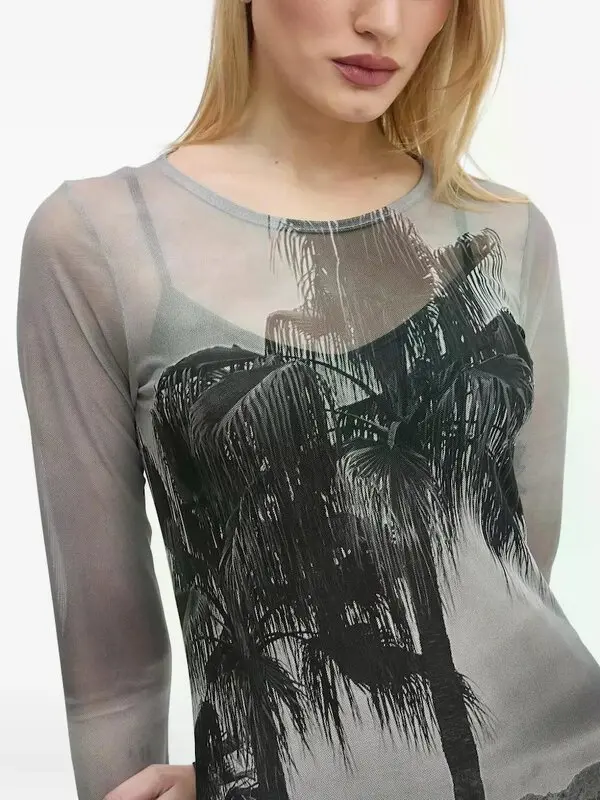 NEVER FULLY DRESSED Palm-tree Print Midi Dress