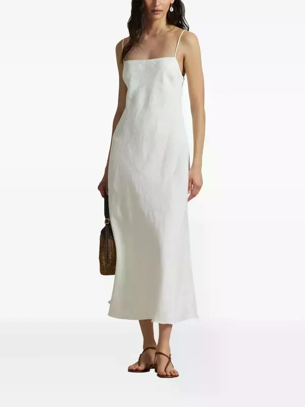 Polo Ralph Lauren Sleeveless Linen Midi Dress - White | Editorialist