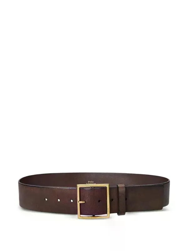 Polo Ralph Lauren Square-buckle Distressed Leather Belt - Brown