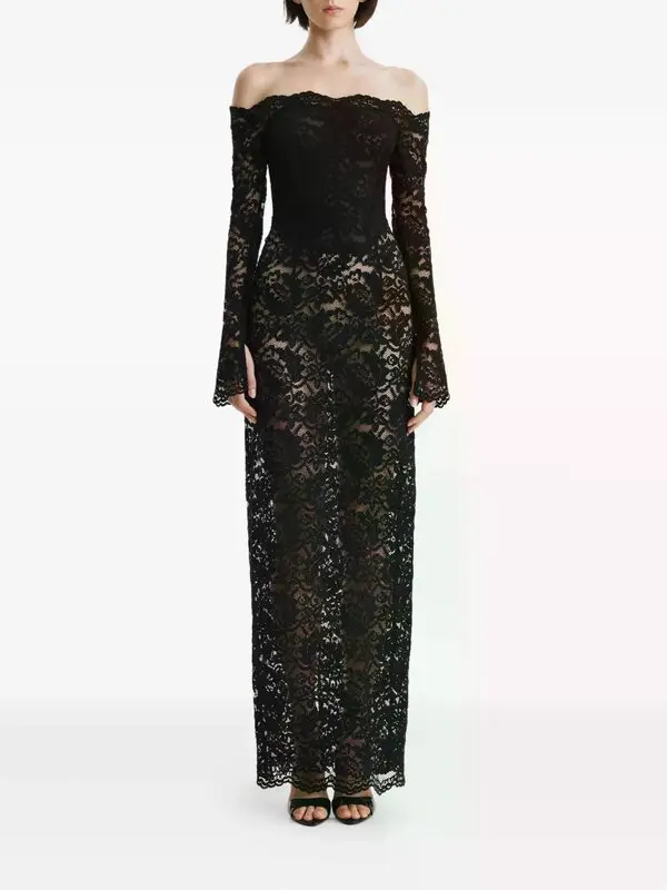 2310 STUDIO Off-shoulder Lace Midi Dress - Black
