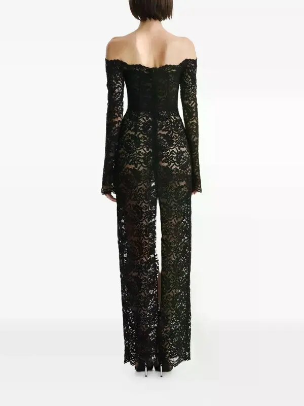 2310 STUDIO Off-shoulder Lace Midi Dress - Black