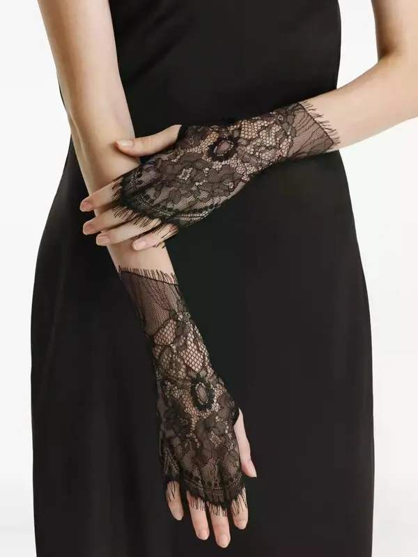 2310 STUDIO Lace-trimmed Fingerless Gloves - Black