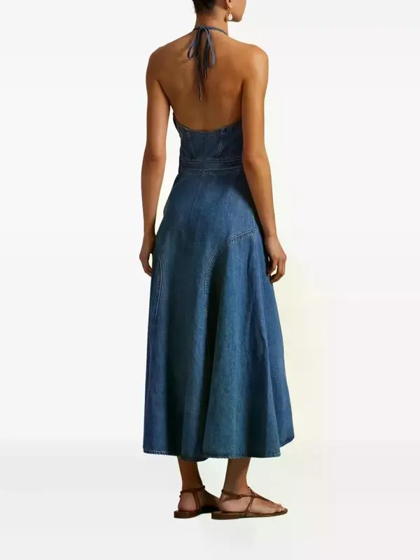 Polo Ralph Lauren Halterneck Denim Midi Dress - Blue | Editorialist