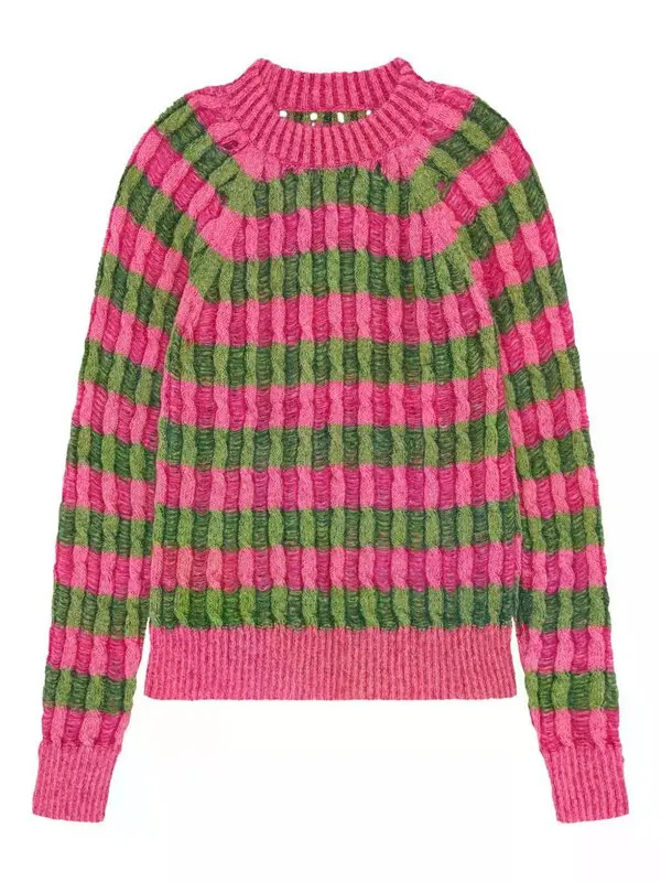AGR Cable-knit Striped Sweater